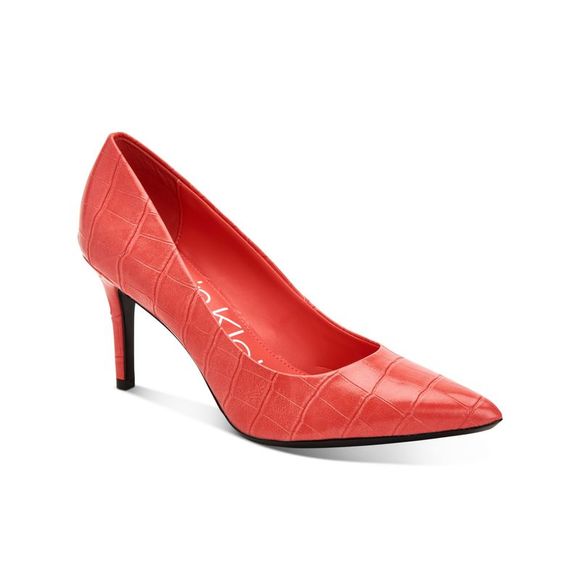 Calvin Klein | Shoes | Calvin Klein Womens Coral Croc Logo Gayle Pointy ...